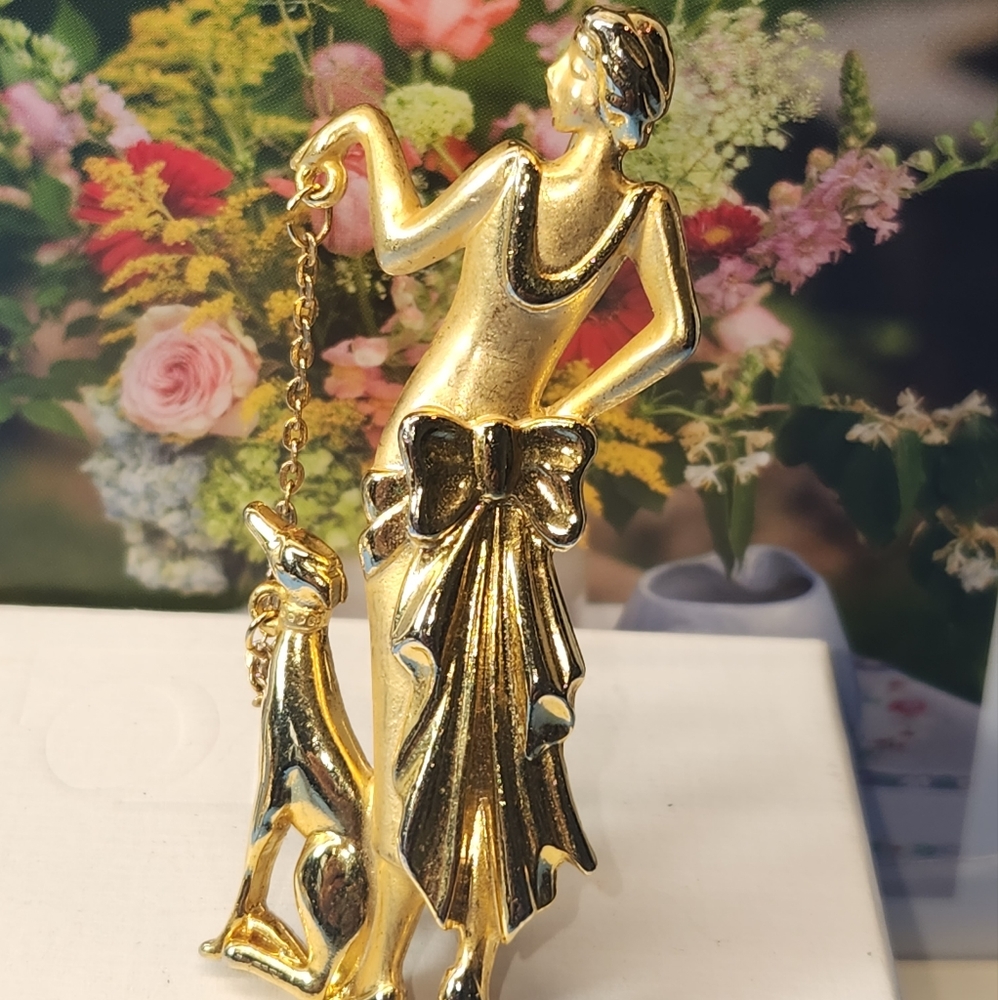 #2129, Elegant Lady With Great Dane, Signed Vintage B… - Gem